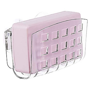 iDesign BPA-Free Plastic Sponge Holder for Kitchen Sink with Suction Cups, Ideal for Kitchen Sinks and Bathroom Organization, 2.3" x 5.2" x 3.7", Clear
