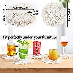 5 Pack Coasters for Drinks Absorbent, Macrame Handmade Cotton Coasters for Coffee Table, Boho Coaster Set with Tassels Heat-Resistant Farmhouse Drink Coaster for Home Decor Tabletop Protection.