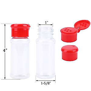 Kingrol 36 Pack Plastic Spice Jars with Red Sifter Caps, 3 FL OZ Reusable Seasoning Jars for Spices, Herbs, Powders, Glitters, Craft Supplies