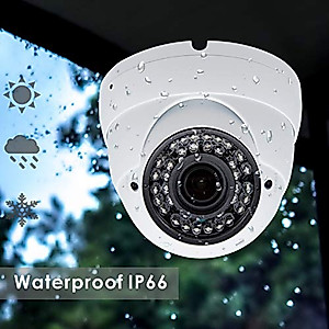 Inwerang 5MP 4MP Dome Super Hybrid Security Camera HD-TVI/CVI/AHD/960H CCTV Surveillance Security Camera 2.8-12mm Varifocal Lens Outdoor/Indoor 98ft IR Waterproof Day&Night Vision Array Dome Cam