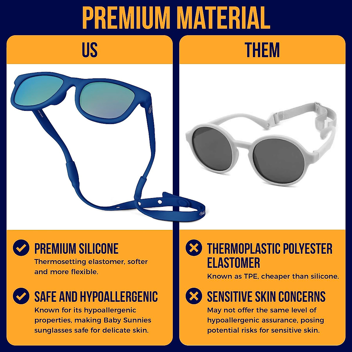 Polarized Baby Sunglasses With Strap - Unbreakable Flexible Infant Sunglasses For Toddlers Newborns 0-24 Months