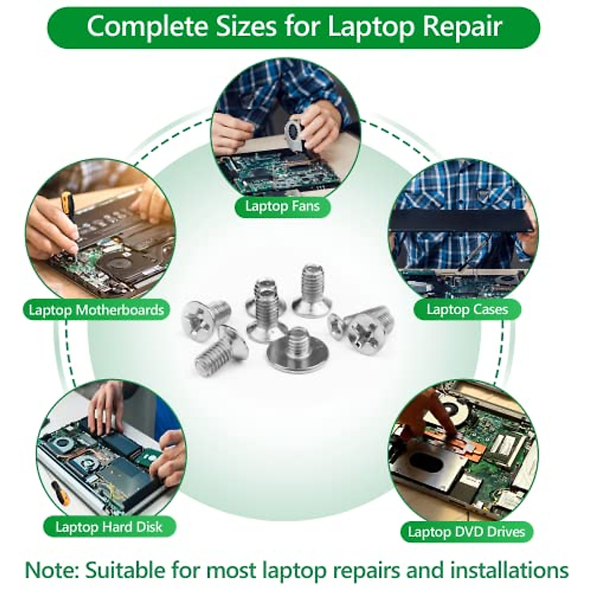 633pcs Laptop Screws, M.2 NVMe SSD Mounting Screw Kit, M2 M2.5 M3 Notebook Computer Screw Set with Screwdriver for Asus Gigabyte MSI Motherboards Compatible with IBM/HP/Dell Lenovo/Samsung/Sony