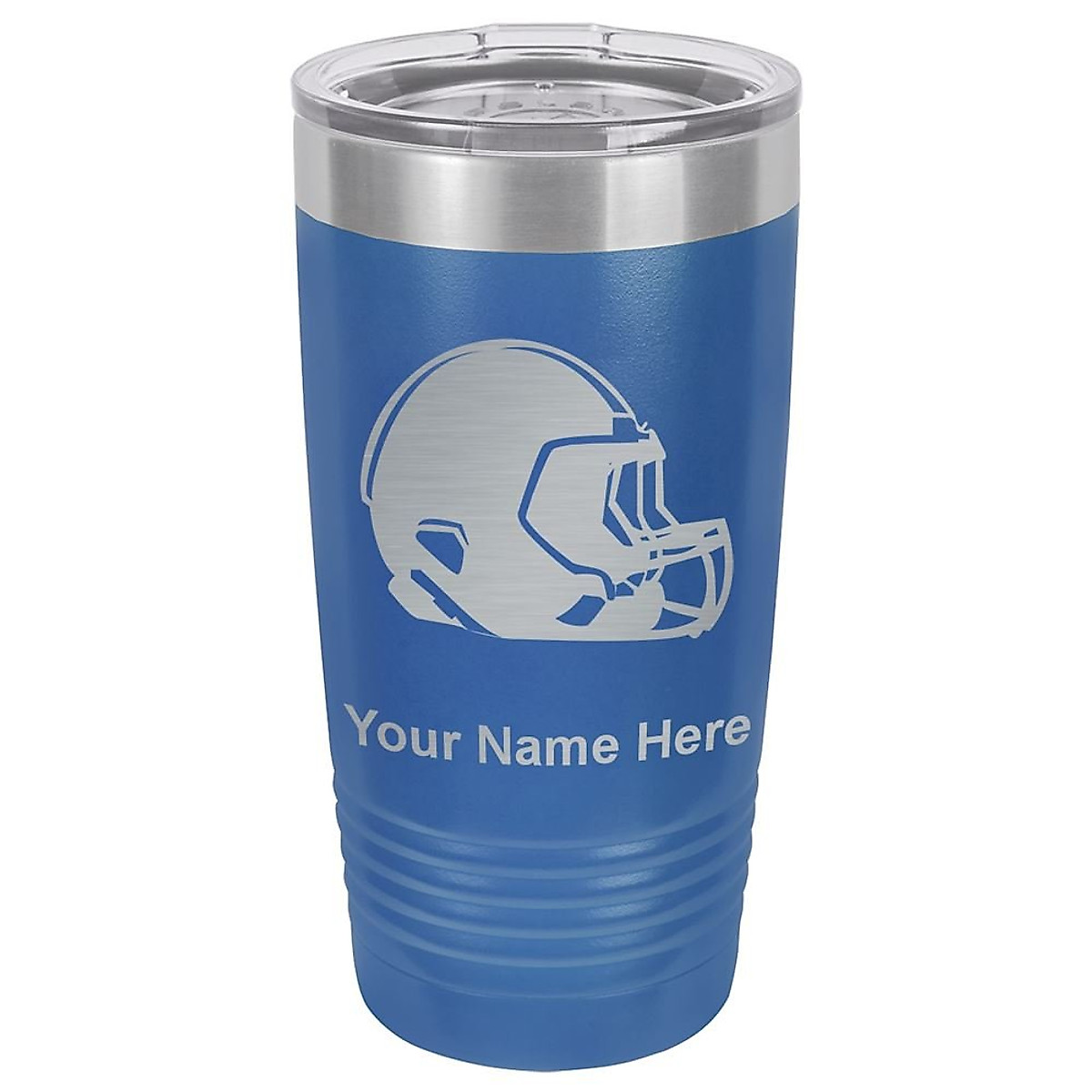 LaserGram 20oz Vacuum Insulated Tumbler Mug, Football Helmet, Personalized Engraving Included (Dark Blue)