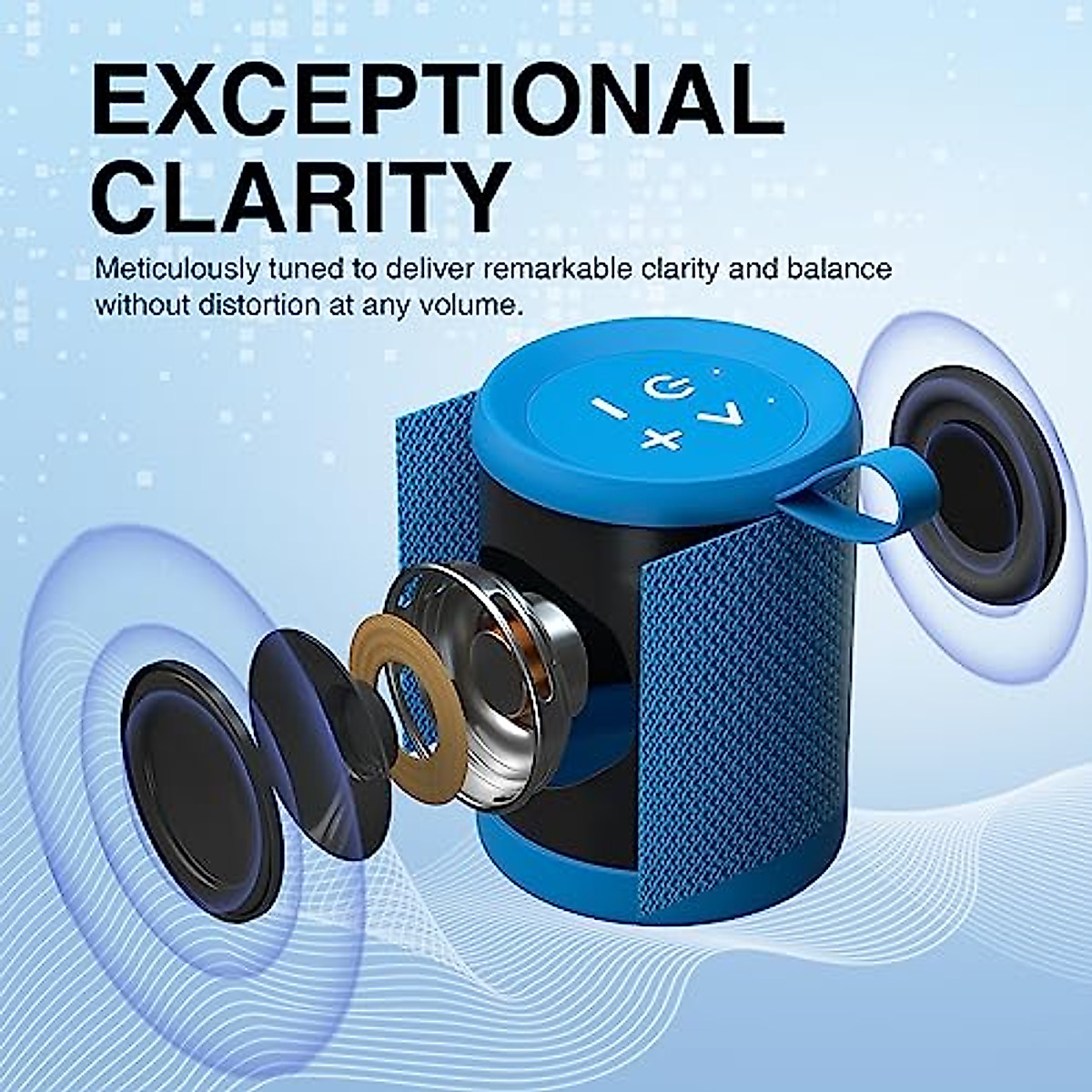 MEGATEK Portable Bluetooth Speaker, Loud HD Sound and Well-Defined Bass, IPX5 Waterproof, up to 10 Hours of Play, Aux Input, Wireless Speaker with Clip for Home, Outdoor and Travel (Teal)