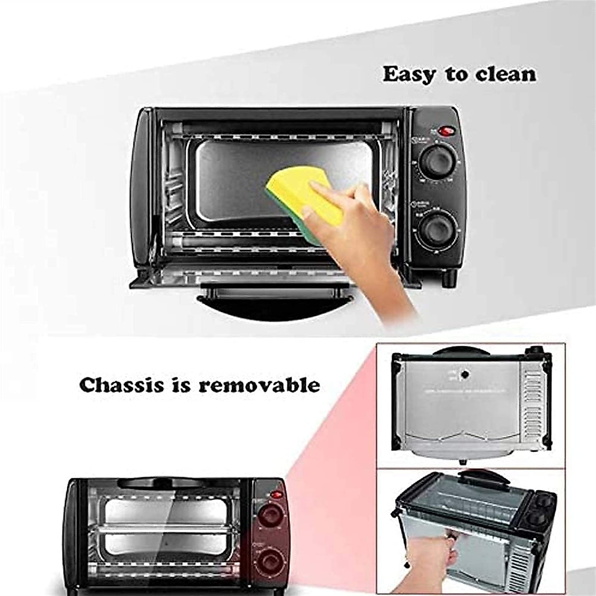 Tabletop Electric Oven 10L Mini Electric Oven Multifunctional Baking Oven Pizza Cake Roast Steak Chicken Cake Bread Tart Maker for Household