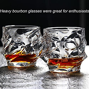WUWEOT 6 Pack Crystal Whiskey Glasses, Clear Thick Scotch Glasses, 10 Oz Old Fashioned Bourbon Tumblers with Box for Drinking Scotch, Cocktails, Rum, Vodka, Cognac, Liquor
