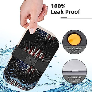 American Flag Firework Premium Bento Lunch Box, 2 Compartments Leakproof Lunch Box With Cutlery For Adults, Microwave & Dishwasher Safe