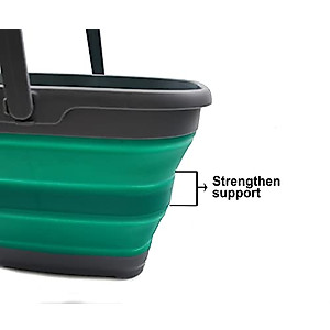 SAMMART 10L (2.6 Gallon) Set of 2 Collapsible Rectangular Handy Basket/Bucket (Bluish-Green + Black, 2)