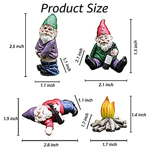 Fairy Drunk Garden Gnomes, Garden Gnomes Lawn Ornaments Miniature Gnomes Garden Decorations Funny Garden Gnomes Decor for Fish Tank, Fairy Forest, Small Garden & Flower Plant Pots