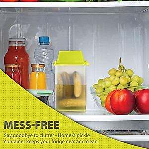 Pickle Storage Container with Strainer Insert, Food Saver (Green Lid) - by Home-X