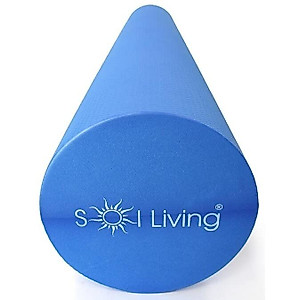 Sol Living High-Density Foam Roller - for Muscular Relaxation, Workouts & Physical Therapy - Stretch, Massage and Relieve Tension in Muscles - Firm & Durable - Blue, 36" x 6"