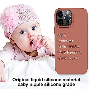 Vooii Compatible with iPhone 14 Pro Max Case, Upgraded Slim Liquid Silicone Case, [Anti-Scratch Soft Microfiber Lining] Full Covered Soft Gel Rubber 14 Pro Max iPhone Case 6.7 inch - Caramel