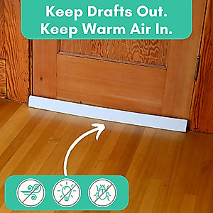 Absolute Living Triangular Door Draft Stopper - Snug and Flush Block Wind, Light, Dust, Noise Adjustable Bottom of Blocker 2'' Tall Under The Guard (35.5'' Cuttable), White
