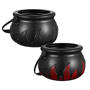 BESPORTBLE 2pcs Halloween Candy Bowls Party Candy Jars Pot and Bucket Candy Containers Plastic Black Witch Cauldron Candy Holders for Cauldron Halloween Party Favor Decor