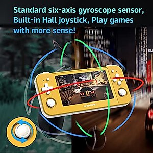 RG505 Handheld Game Console , Android 12 System Unisoc Tiger T618 CPU 4.95 Inch OLED Touch Screen with 128G TF Card 3172 Games Support 5G WiFi 5.0 Bluetooth (Yellow)