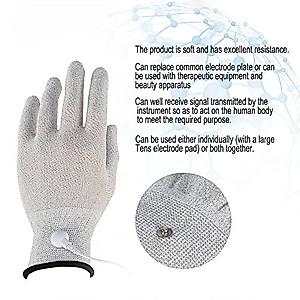 Massage Gloves, Conductive Glove, 1 Pair Conductive Electrode Massage Gloves with Electrode Pads Wires for Beauty Care Equipment (M)