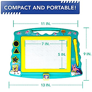 SpongeBob Squarepants Magnetic Drawing Board with Stylus and 3 Stamps, for Boys or Girls