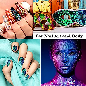 Chunky Glitter for Epoxy Resin,9 Boxs Chameleon Colors Shift Chunky Glitter Mixed Fine Glitter, Holographic Iridescent Glitter Flake Sequin for Tumbler Craft, Nails, Makeup