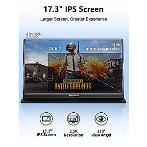 MAGICRAVEN 2.5K Portable Monitor, 17.3 Inch 1440P IPS Laptop Monitor, Dual USB C HDMI Second Computer Screen, VESA Gaming Display with 2 Speakers, Travel Monitor for Laptop PS4/5 PC Phone Xbox Switch