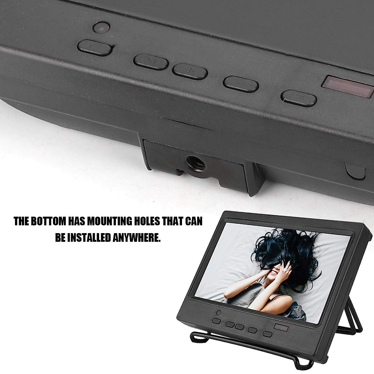 Monitor, 7 Inch Portable Monitor, 1024x600 Multifunction Display for , car Display, CCTV, +VGA + Input, Support Remote Control(US)