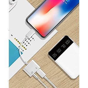 Headphone Adapter for iPhone [Apple MFi Certified], 2 in 1 Lightning to 3.5mm AUX Audio Dongle Charger Splitter Compatible with iPhone 14/13/12/11/XS/XR/X/8/7/iPad, Support All iOS System