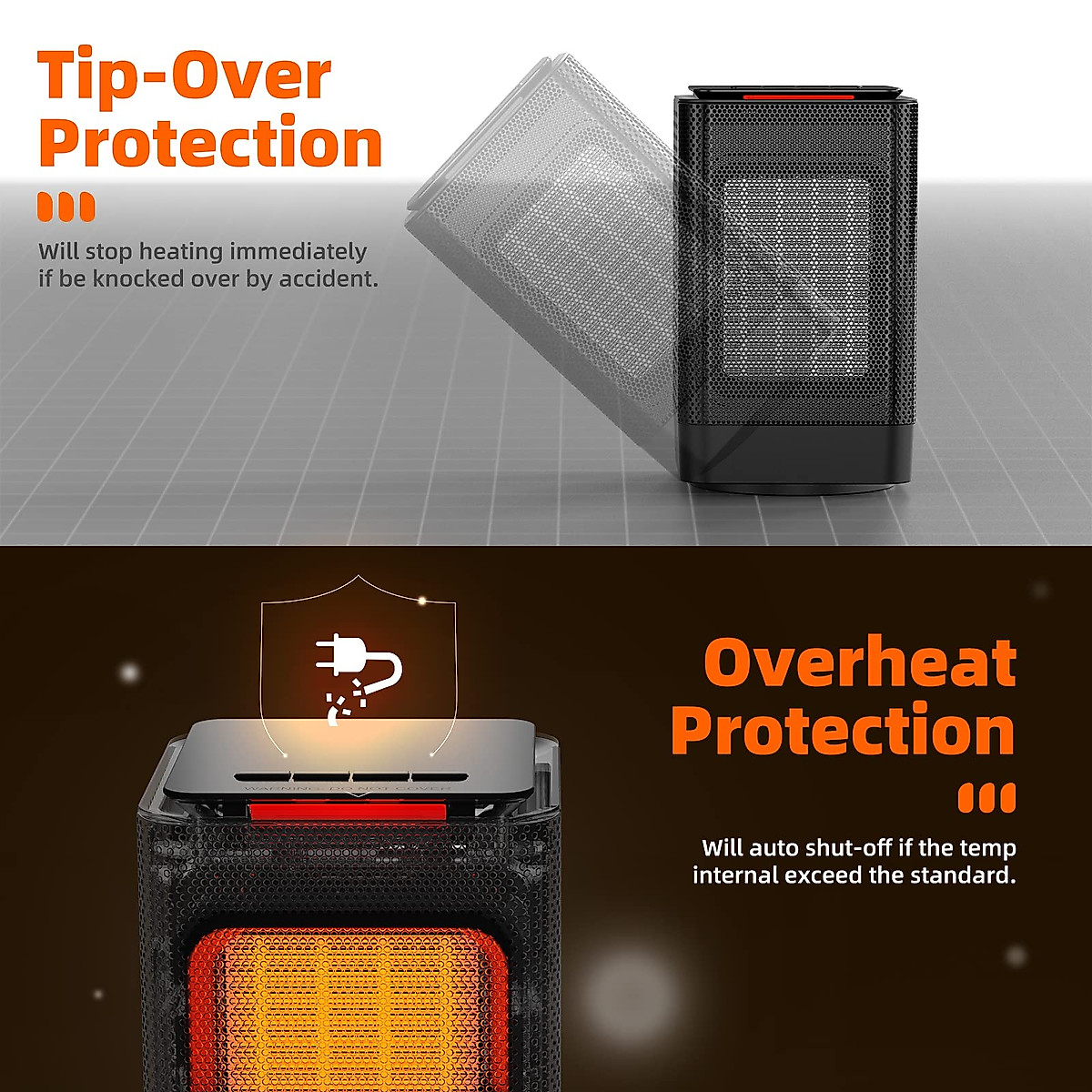 Space Heater, Portable Oscillating Heaters for Indoor Use, 3 Adjustable Heating Mode with Tip-over & Overheating Protection for Office Desk