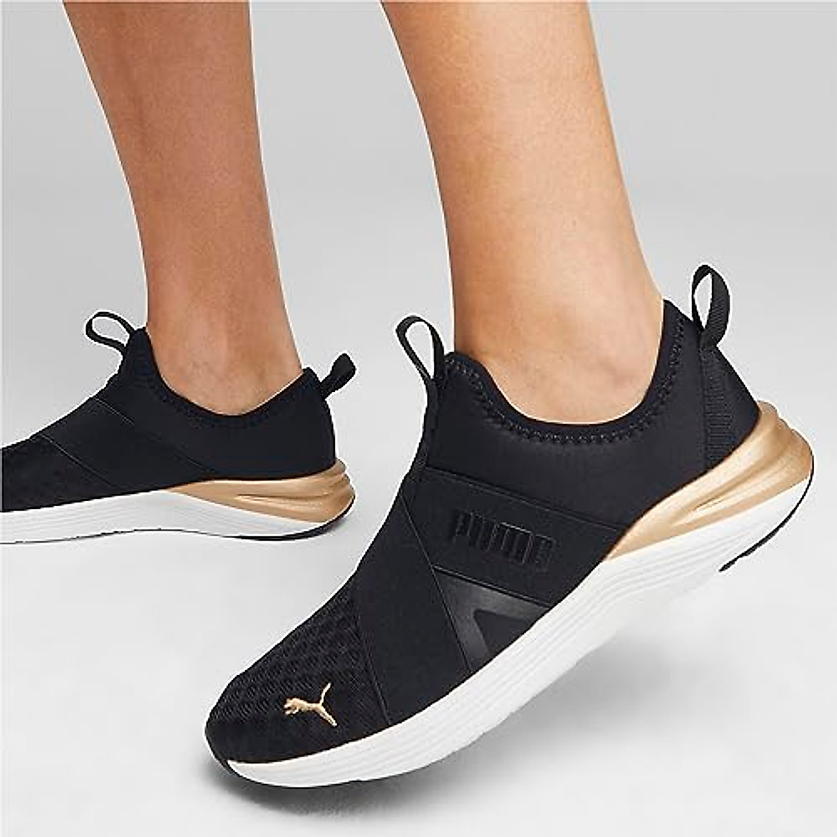 PUMA Women's BETTER FOAM PROWL SLIP-ON MOLTEN METALS Sneaker, PUMA Black-PUMA Gold-Ash Gray, 9.5