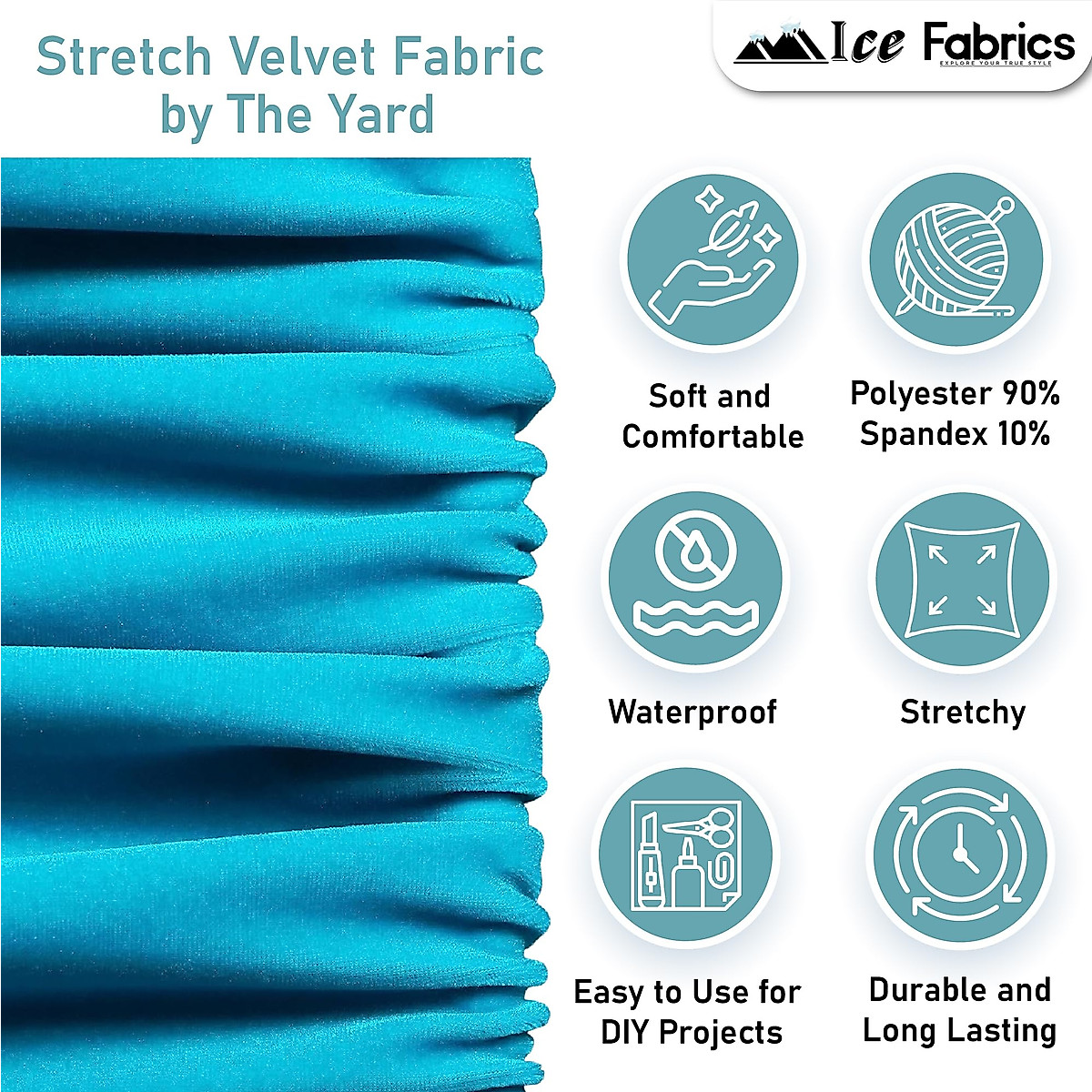 Ice Fabrics Stretch Velvet Fabric by The Yard - 60" Wide Soft Stretchy Fabric for Sewing Clothes, Apparel, Costume, Crafts - 90% Polyester 10% Spandex - Purple - 1 Yard
