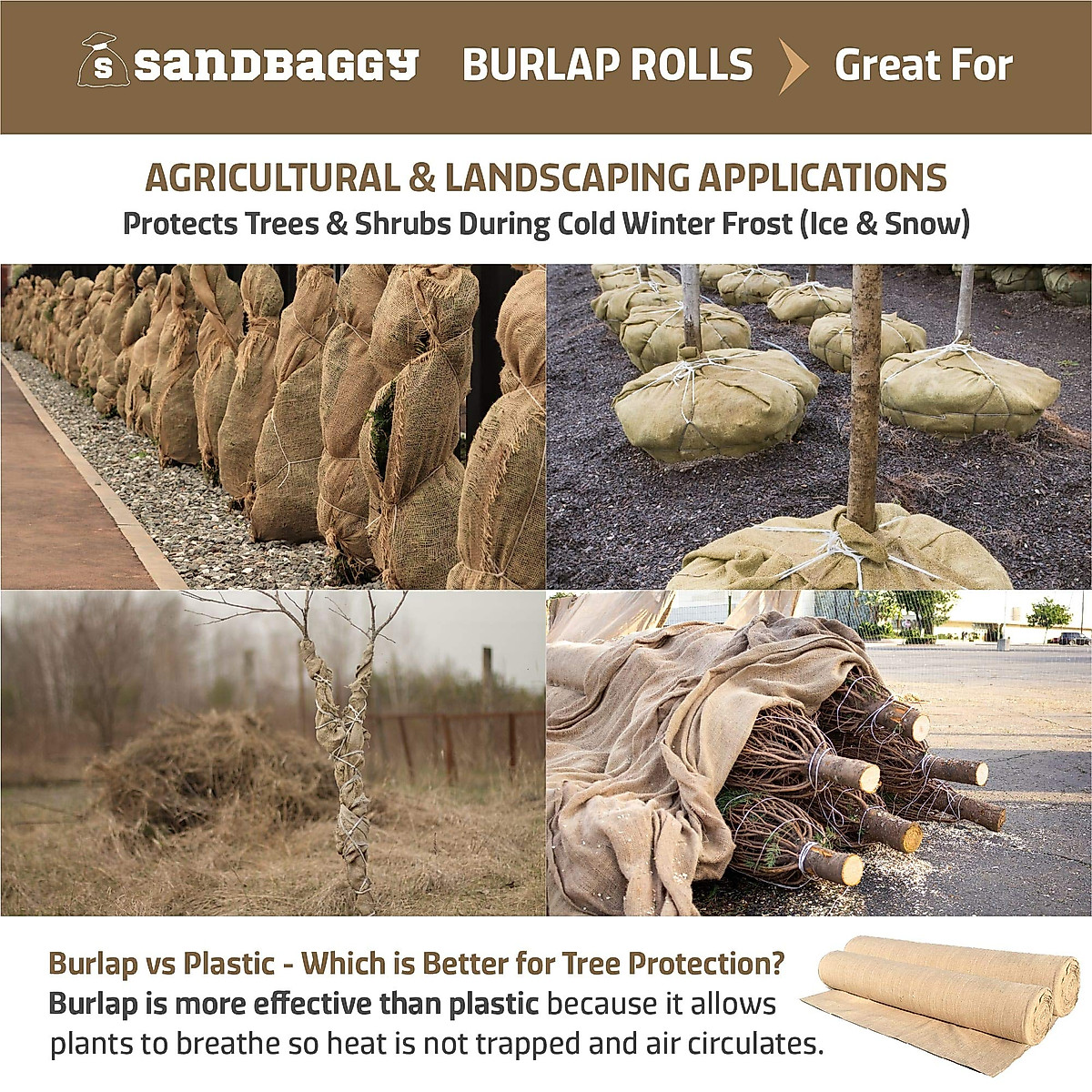 Sandbaggy Burlap Fabric Roll | 1 Roll - Extra Wide 72 inch Width by 300 ft Length | 30% Thicker Than Competition | Constructed from Industrial Grade Burlap Fiber | Home Decor & Weddings, Plant Covers