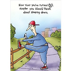 Stretching Jogger - Oatmeal Studios Funny 80th Birthday Card