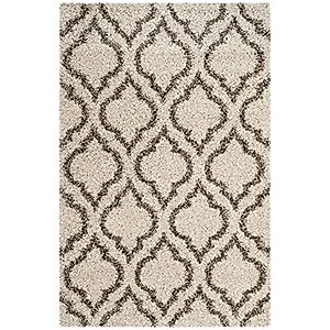 SAFAVIEH Hudson Shag Collection 2' x 3' Ivory/Grey SGH284A Moroccan Non-Shedding Living Room Bedroom Dining Room Entryway Plush 2-inch Thick Accent Rug