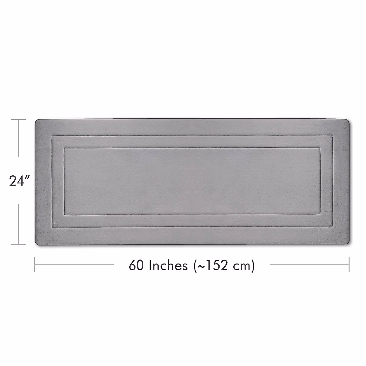 Ellendi Ultima Comfort Memory Foam Runner Rug - 24" x 60", Non-Slip Kitchen Runner - Extra-Long Bath Mat for Bathroom and Bedroom Floor (Gray)