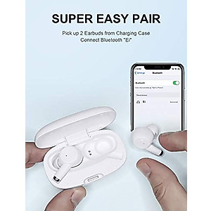 Bluedio Bluetooth Mini Wireless Earbuds, Ei Wireless Headphones in-Ear Earphones with Charging Case, 40Hrs Playtime, Car Headset Built-in Mic Support Wireless Charging for Cell Phone, Sport, White