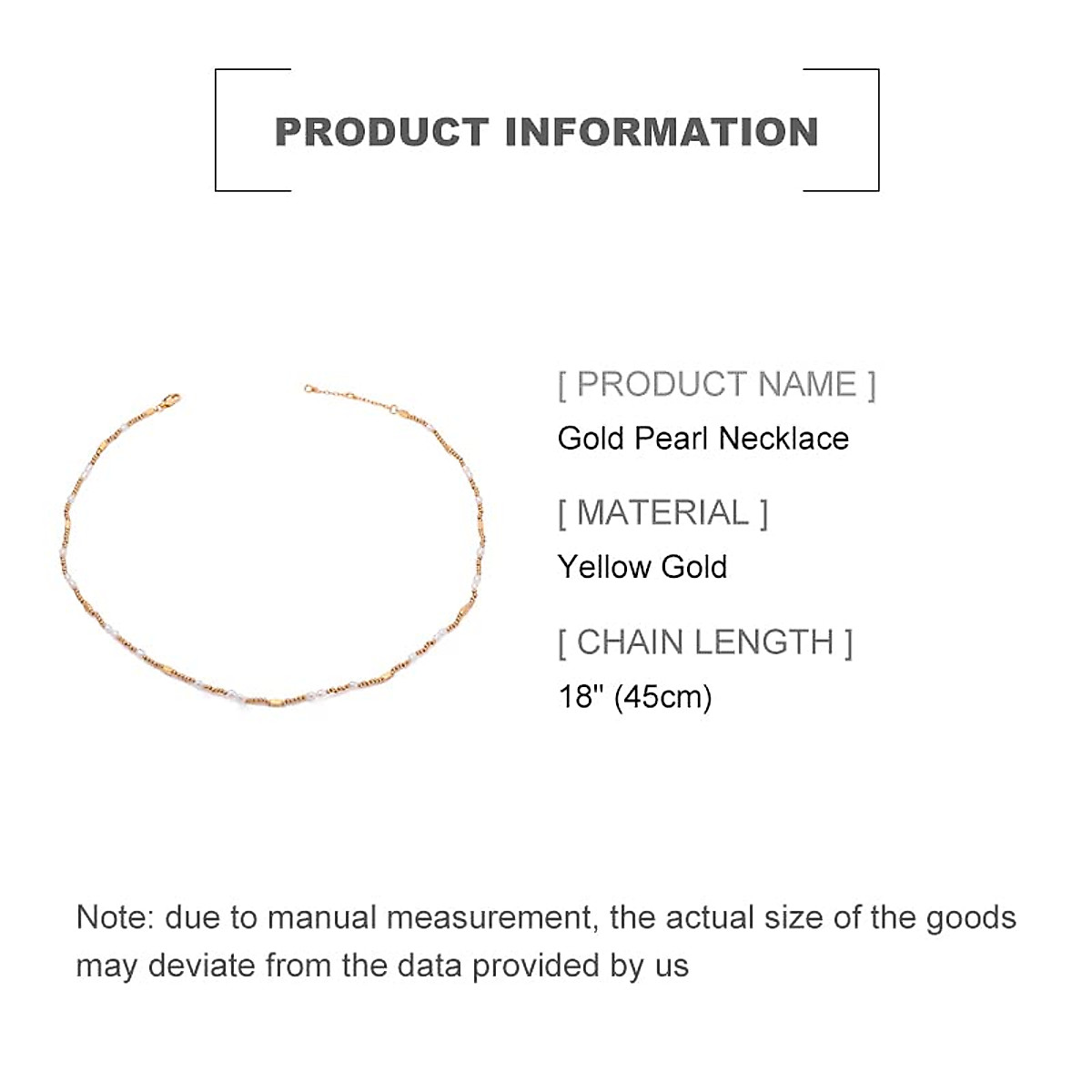 18K Gold Chain Pearl Necklace for Women,Real Gold Freshwater Cultured Pearl Choker Necklace,Jewelry Gifts for Her, Wife, Mom, Girlfriend (Yellow Gold, 18K Gold)