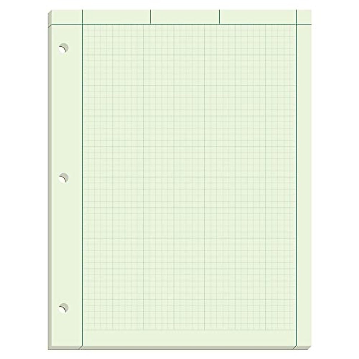 TOPS Engineering Computation Pad, 8-1/2" x 11", Glue Top, 5 x 5 Graph Rule on Back, Green Tint Paper, 3-Hole Punched, 100 Sheets (35500)
