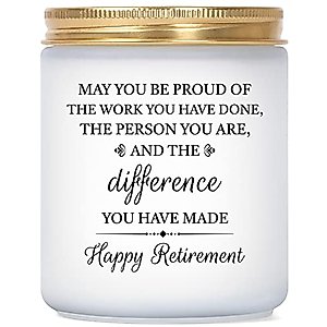 Retirement Gifts for Women,Coworker Leaving Gifts,Going Away Gift, Appreciation Gift for Mom, Boss, Colleague, Teachers, Nurse, Friends, Wife, Sister. Lavender Candle(White)