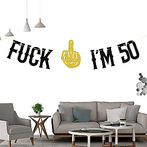 I'm 50th banner, Funny 50 Years Old Birthday Banner, 50th Birthday Party Decor, 50th Birthday Decorations for Men Women, Funny for 50th Birthday/Wedding Anniversary Party Decorations