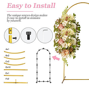 SHALORY Metal Arch Backdrop Stand,7.2 FT Reusable Golden Balloon Arch Frame for Wedding Birthday Party Valentine Baby Shower Background Decoration