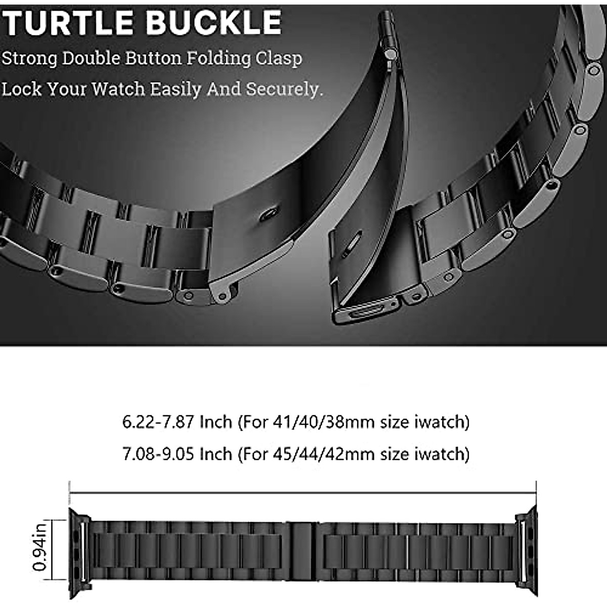 EPULY Compatible with Apple Watch Band 49mm 45mm 44mm 42mm 41mm 40mm 38mm, Business Stainless Steel Metal Watchband for iWatch Strap Ultra SE Series 8 7 6 5 4 3 2 1 Men & Women (Black, 49mm 45mm 44mm 42mm)