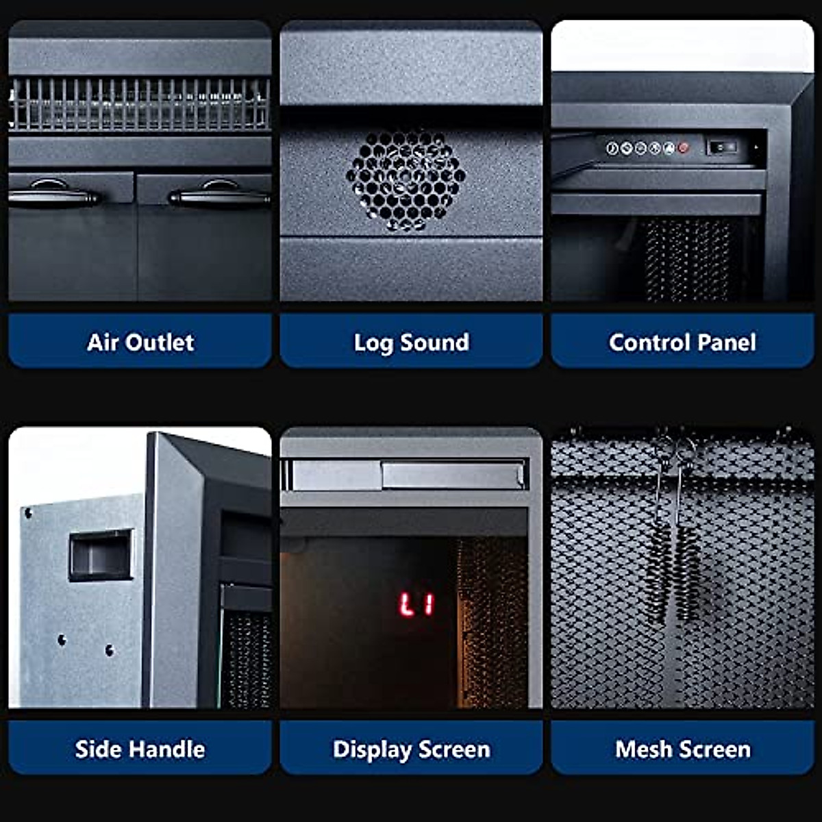 Velaychimney 29 Inches Electric Fireplace Insert, 750W/1500W Fireplace Heater with Adjustable Flame and Top Light Colors, Fire Crackling Sound, Remote Control, Timer, Glass Door & Mesh Screen, Black…