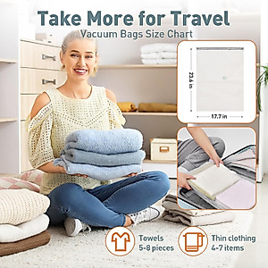 Vacuum Storage Bags for Travel, 12 Pack Small Travel Vacuum Bags with Portable Pump, Compression Bags for Travel, Vacuum Travel bags for Luggage, Vacuum Seal Bags for Clothing, Travel Essentials