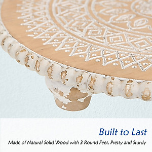 NIKKY HOME Beaded Risers Display Stands, Farmhouse Rustic Wood Pedestal, Centerpiece Decor for Coffee Bar Table, Kitchen Counter, Dining Room