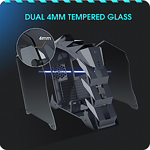 Vetroo K1 Pangolin Mid-Tower ATX PC Gaming Case, Dual Tempered Glass, USB 3.0 I/O Panel High Airflow Computer Case Max 360mm Water Cooler Support (Fans are not Included)