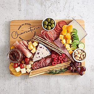 HIC Kitchen Maison du Fromage Charcuterie Cheese Board, Caramelized Bamboo, Rectangular, 11 x 15 x 0.6-Inches