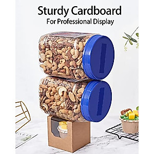 Happyhiram Cupcake Boxes 50 Pcs Brown Kraft Individual Cupcake Box, Single Container Paper Holder with Insert and Window for Muffins Cocoa Bombs Packaging Togo Boxes for Birthdays Party Favor