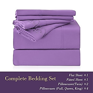 LONAVA King Size Sheet Set - 6 Piece Hotel Luxury Wrinkle-Free Microfiber Sheet, OEKO-TEX Certified, Breathable & Elastic, 16" Deep Pockets, Violet