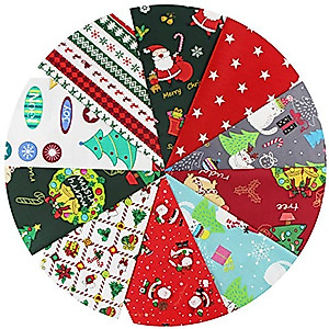 aufodara 10pcs Cotton Craft Fabric Bundles Christmas Patterns Fat Squares Textile Patchwork for Home DIY Decoration Crafts Sewing Quilting Pillows Bags Pennant Handwork (50 x 80 cm, U-01)