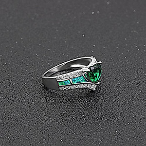 Ginger Lyne Collection Heart Shape Promise Ring for Women Cubic Zirconia CZ Simulated Opal Ring Engagement Ring for Her Gift Idea Fashion Jewelry