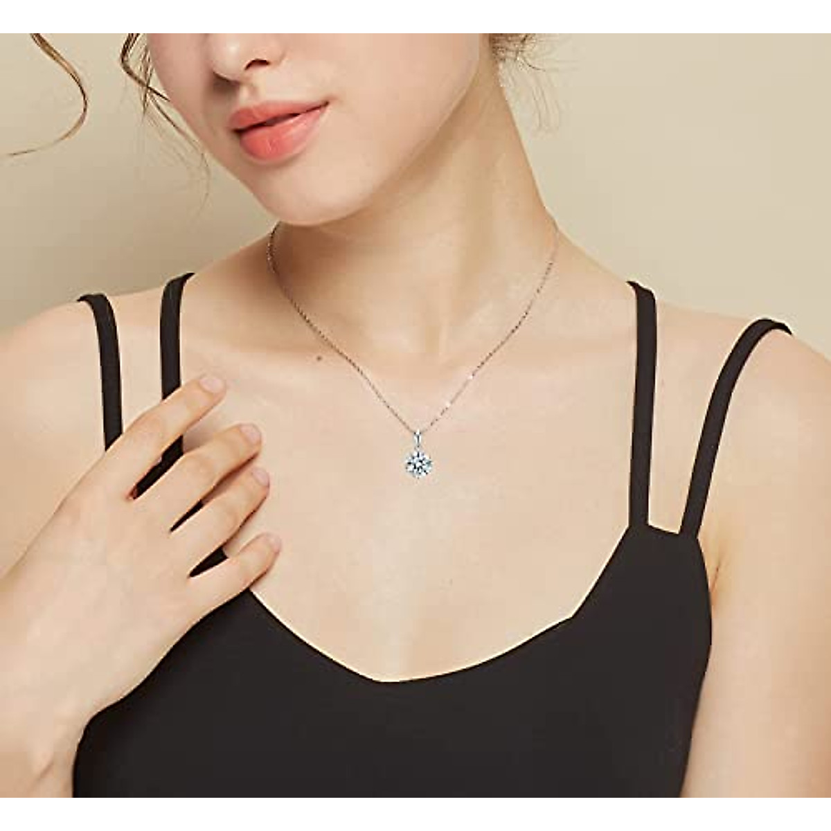 SecreTalk Heart Moissanite Pendant Necklace 2CT 18K White Gold Plated Silver D Color Ideal Cut Diamond Necklace for Women with Certificate of Authenticity (Classic 6P)