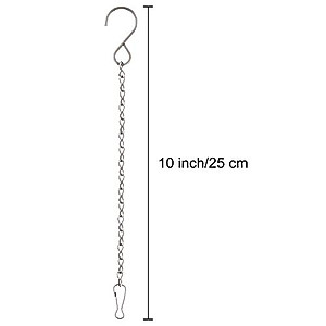 FEPITO 12 Pack Hanging Chains, 10 Inch Hanging Basket Chains, Garden Plant Hangers Metal Chains with Hooks Clips for Bird Feeders, Wind Chimes, Lanterns, Planters, Decorative Ornaments